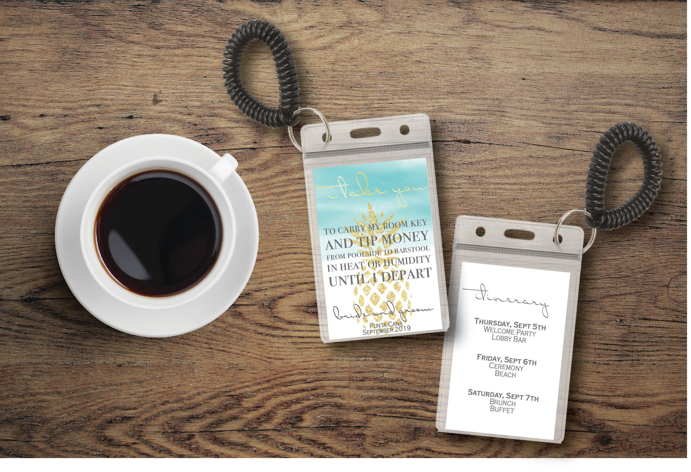 Personalized Destination Wedding Room Key Holder and Itinerary - Pinea ...
